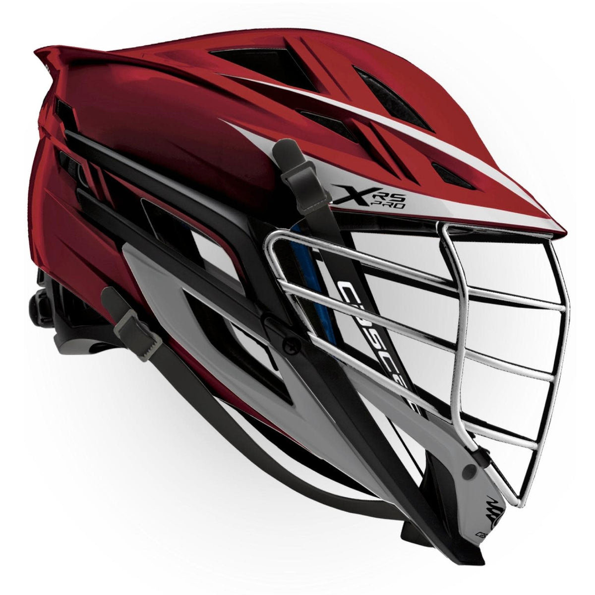 Cascade XRS Pro Lacrosse Helmet Chrome Silver Maroon Black – Sling It ...
